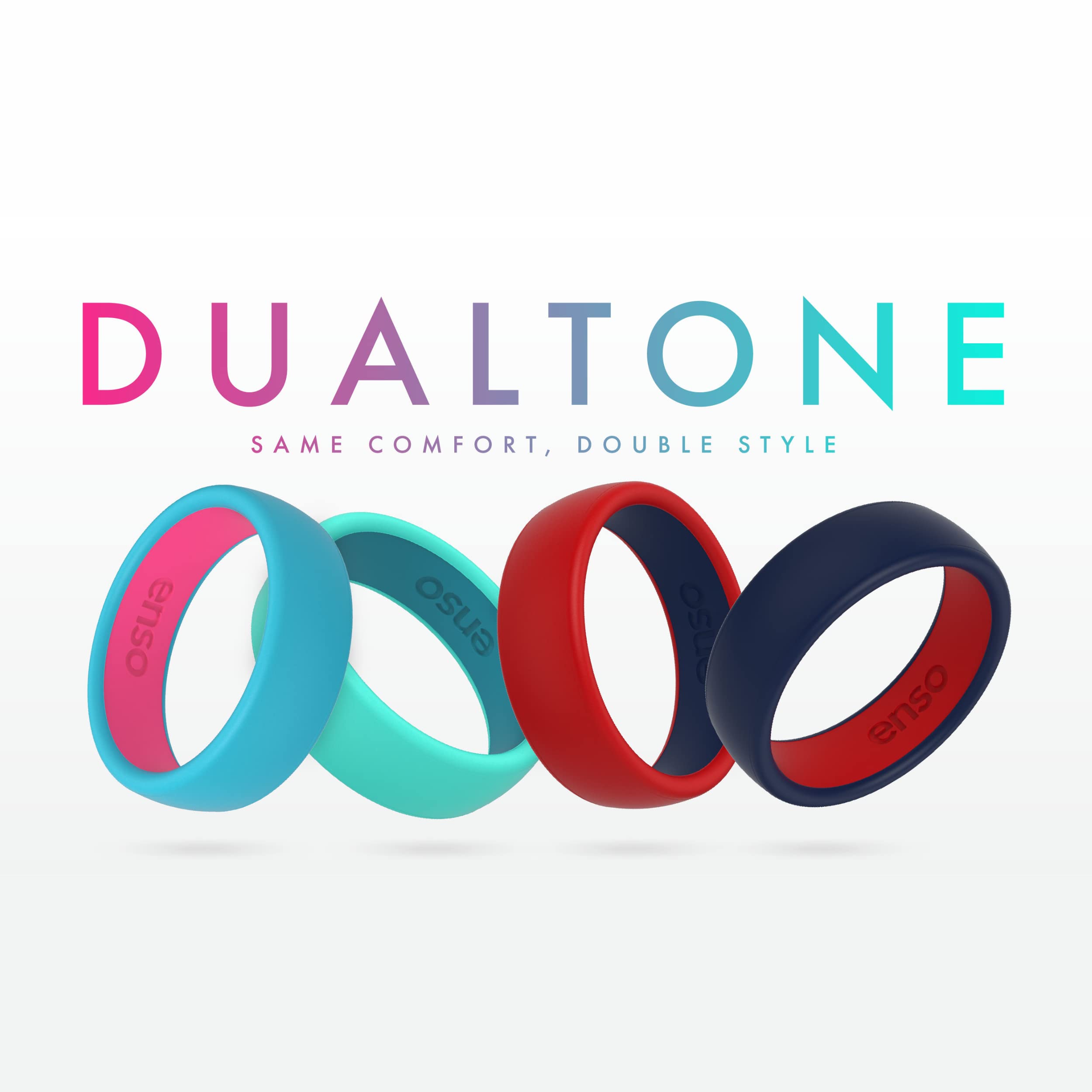 Enso Rings Dual Tone 2.0 Silicone Wedding Ring – Two Tone Hypoallergenic Wedding Band – Comfortable Band for Active Lifestyle – Obsidian/Slate, Size 7