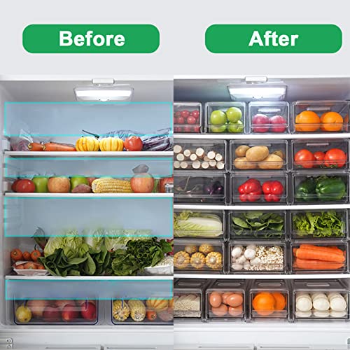 IJOLLEY Fridge Organizer, Pantry Organization and Storage, Refrigerator Organizer Bins, Stackable Pull-Out Drawer Containers for Kitchen Cabinet Closet Bathroom Office Cosmetic (2 Pack Large)