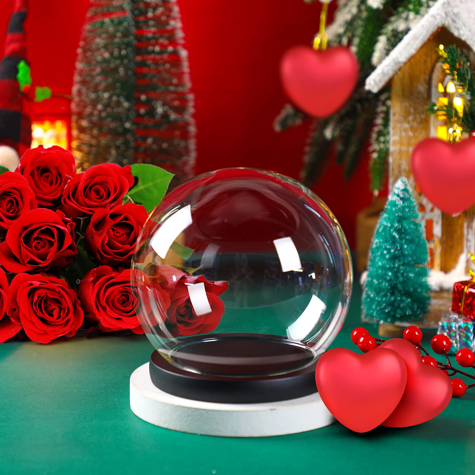 Tuanse 4-Piece Glass Dome Display Showcase with Wood Base - DIY Craft Keepsake Globe Display Case - Gifts for Women, Wedding Tabletop Centerpiece Decoration