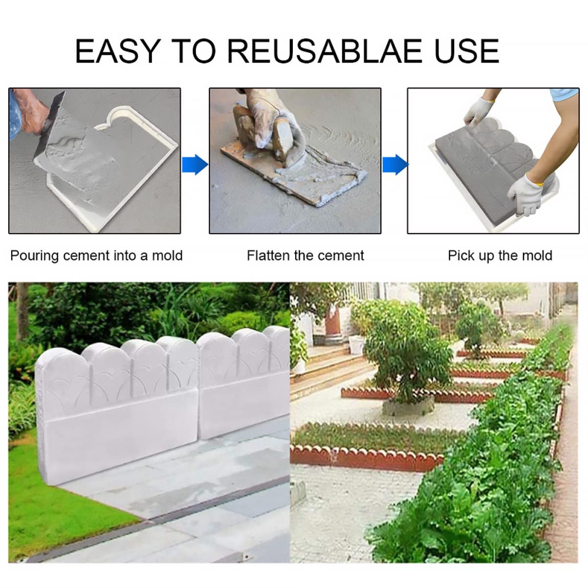 GANAZONO Cement Molds Fence Plastic Mold Concrete Brick Outdoor Cement Mould