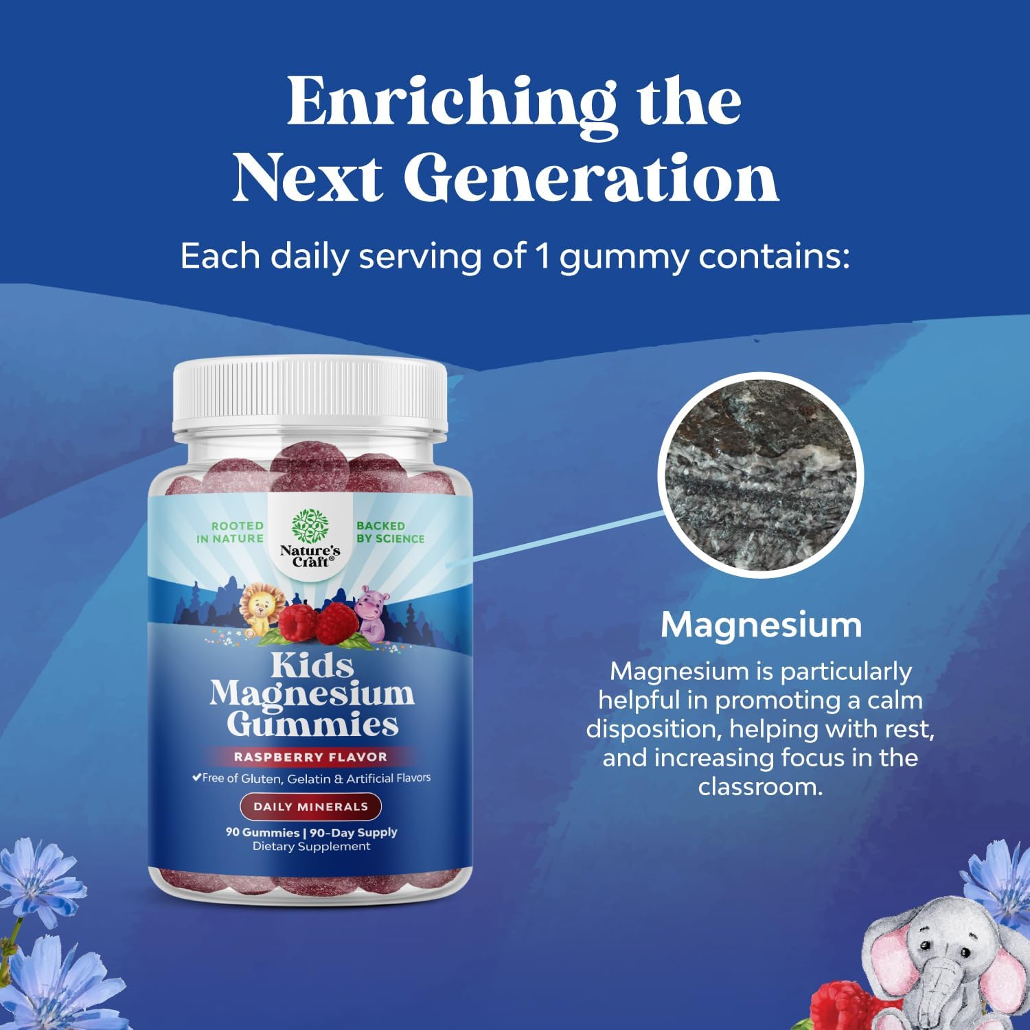 Relaxing Calm Magnesium Gummies for Kids - Great Tasting Kids Magnesium for Nerve Bone and Muscle Health Calm Gummies for Wellness with 85mg per Serving