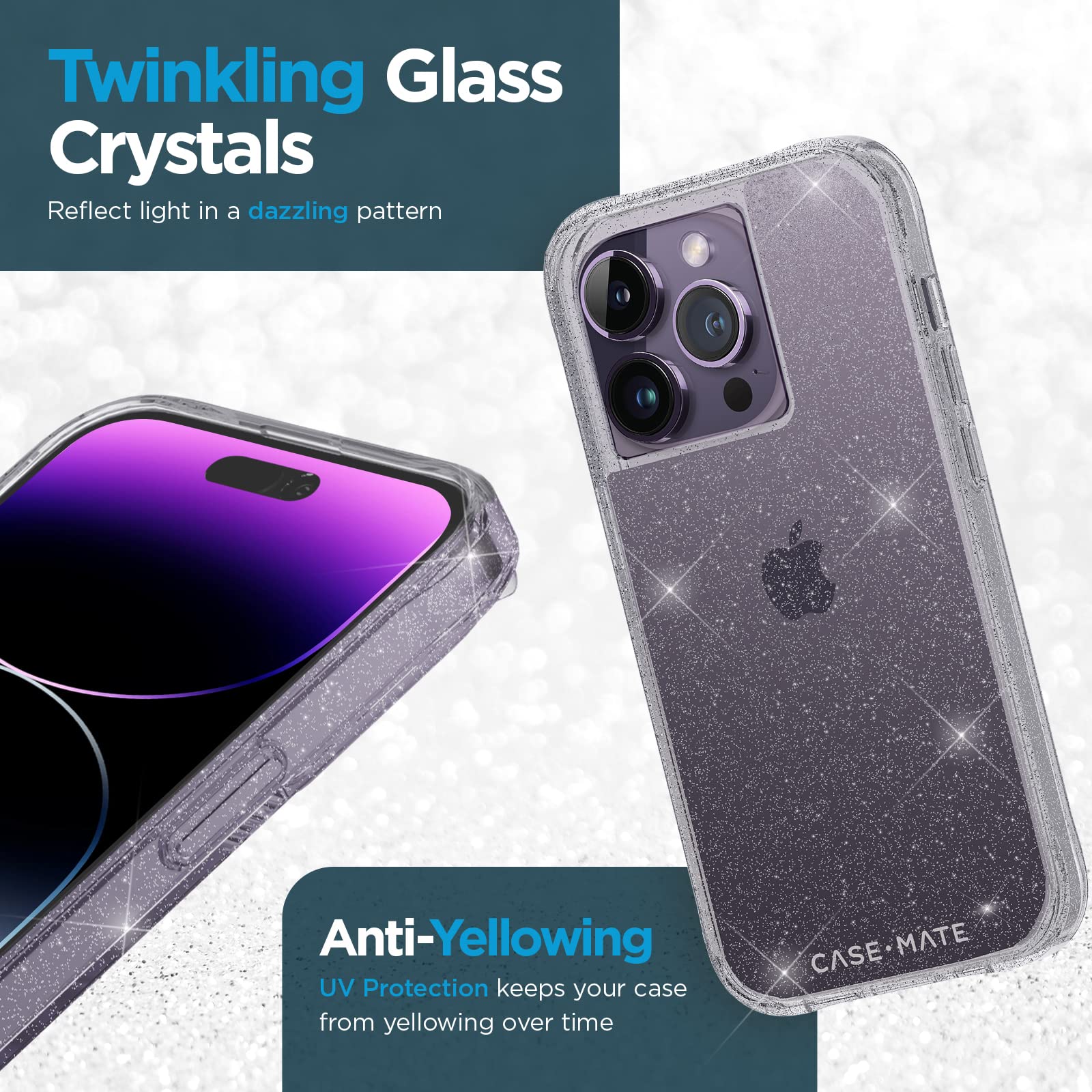 Case-Mate iPhone 14 Pro Max Case - Sheer Crystal [10FT Drop Protection] [Wireless Charging Compatible] Luxury Cover with Cute Bling Sparkle for iPhone 14 Pro Max 6.7", Anti-Scratch, Shock Absorbent