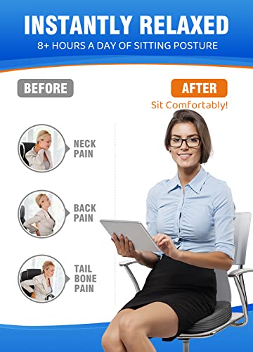 KoolCushy Seat Cushion, Striped Office Chair Cushion, Car Seat Cushion, Butt Pillow, Sciatica & Back Coccyx Tailbone Pain Relief, Memory Foam Non-Slip Chair Pad, for Computer Desk, Wheelchair, Gray