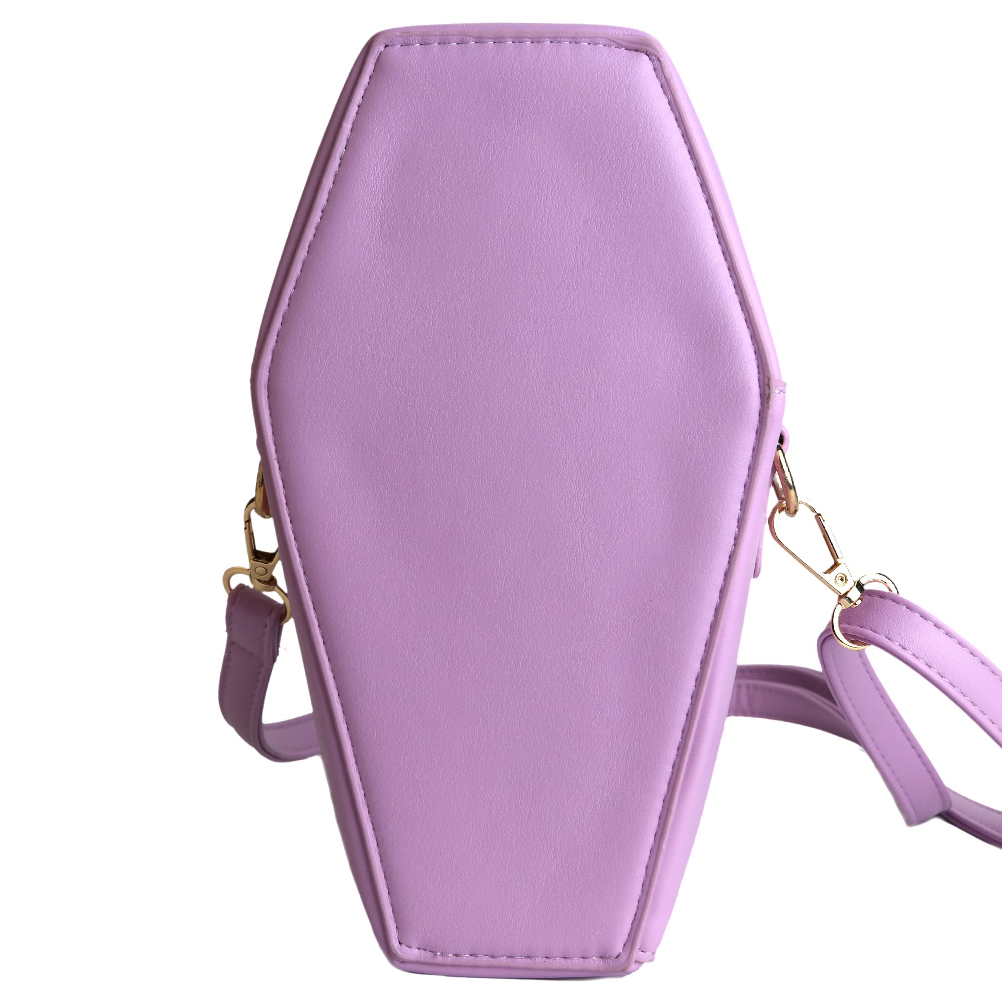 Ondeam Coffin Shape Gothic Shoulder Purses,Christ cross CrossBody Bag Halloween Costume Accessories (Purple)