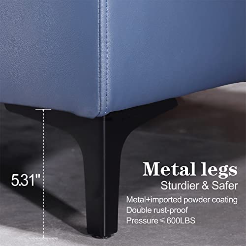ovios 100" L-Shaped Sectional Sofa with Reversible Chaise, Luxury Deep Seat Couch with Convertible Chaise, Minimalism Cloud Sofas Couches for Living Room, Faux Leather, Blue