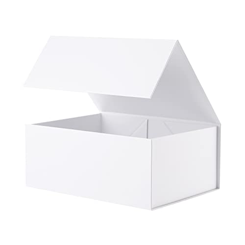 BLK&WH Gift Box 9x6.5x3.8 Inches, White Gift Box, Gift Box with Lid, Bridesmaid Proposal Box, Collapsible Gift Box for Gift Packaging (Matte White)