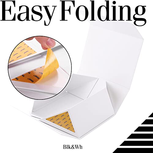 BLK&WH Gift Box 9x6.5x3.8 Inches, White Gift Box, Gift Box with Lid, Bridesmaid Proposal Box, Collapsible Gift Box for Gift Packaging (Matte White)