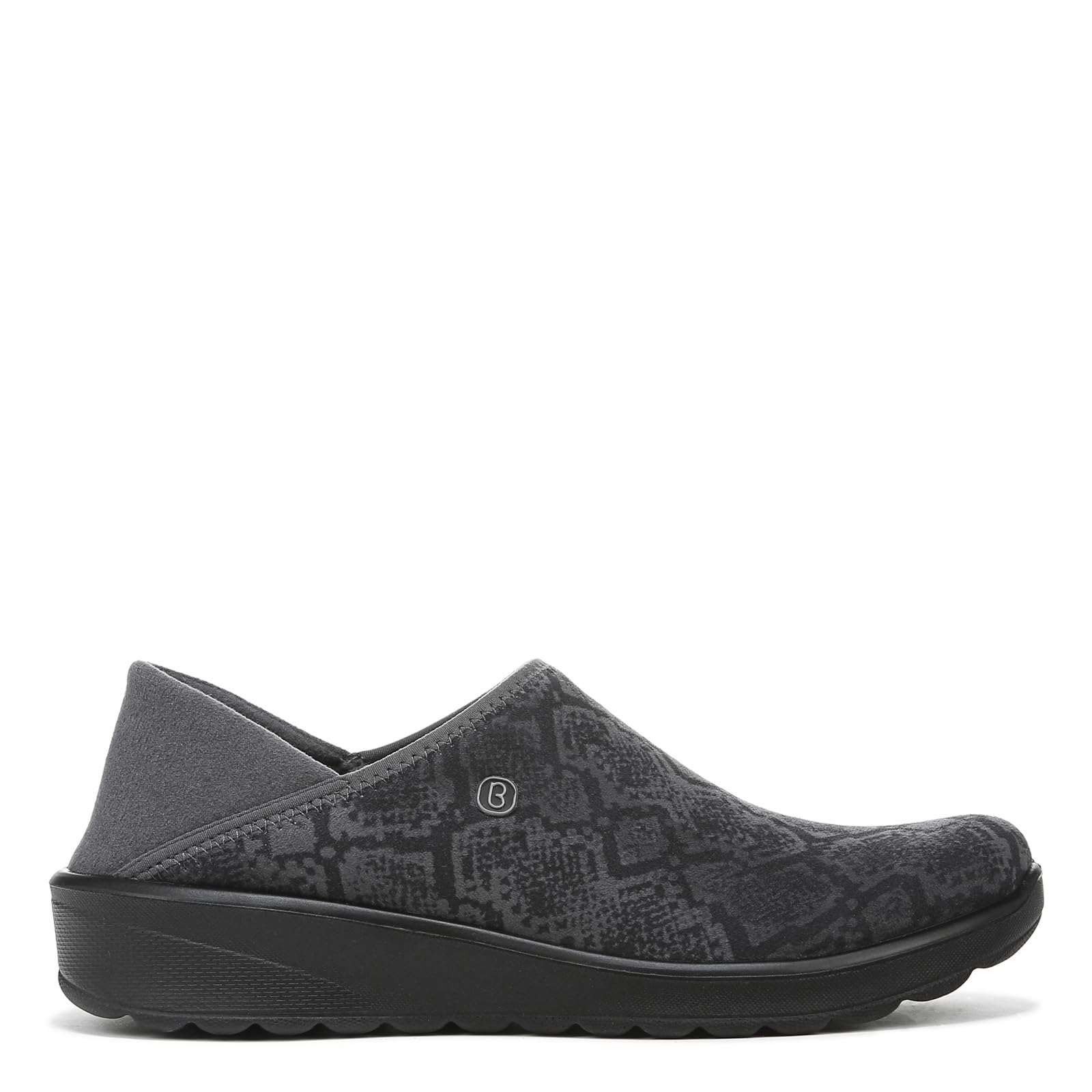 BZees Womens Getaway Slip-On Sneaker Grey Snake Print 7.5 M
