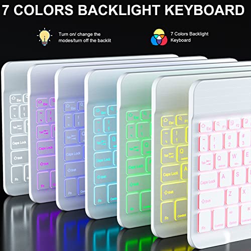 Harvopu for iPad Air 5th Generation Case with Keyboard - 7 Color Backlight Detachable Keyboard Tablet Cover with Pencil Holder for iPad Air 5th Gen 2022/iPad Air 4th Gen 2020 10.9, Purple