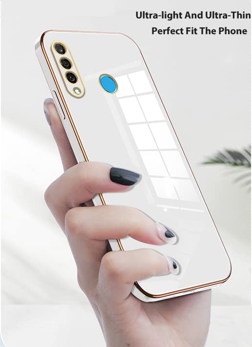 Wousunly Compatible with Huawei P30 Lite Case Silicone Pink, Plating Huawei P30 Lite Phone Case Shockproof Thin and Soft Cover (White)