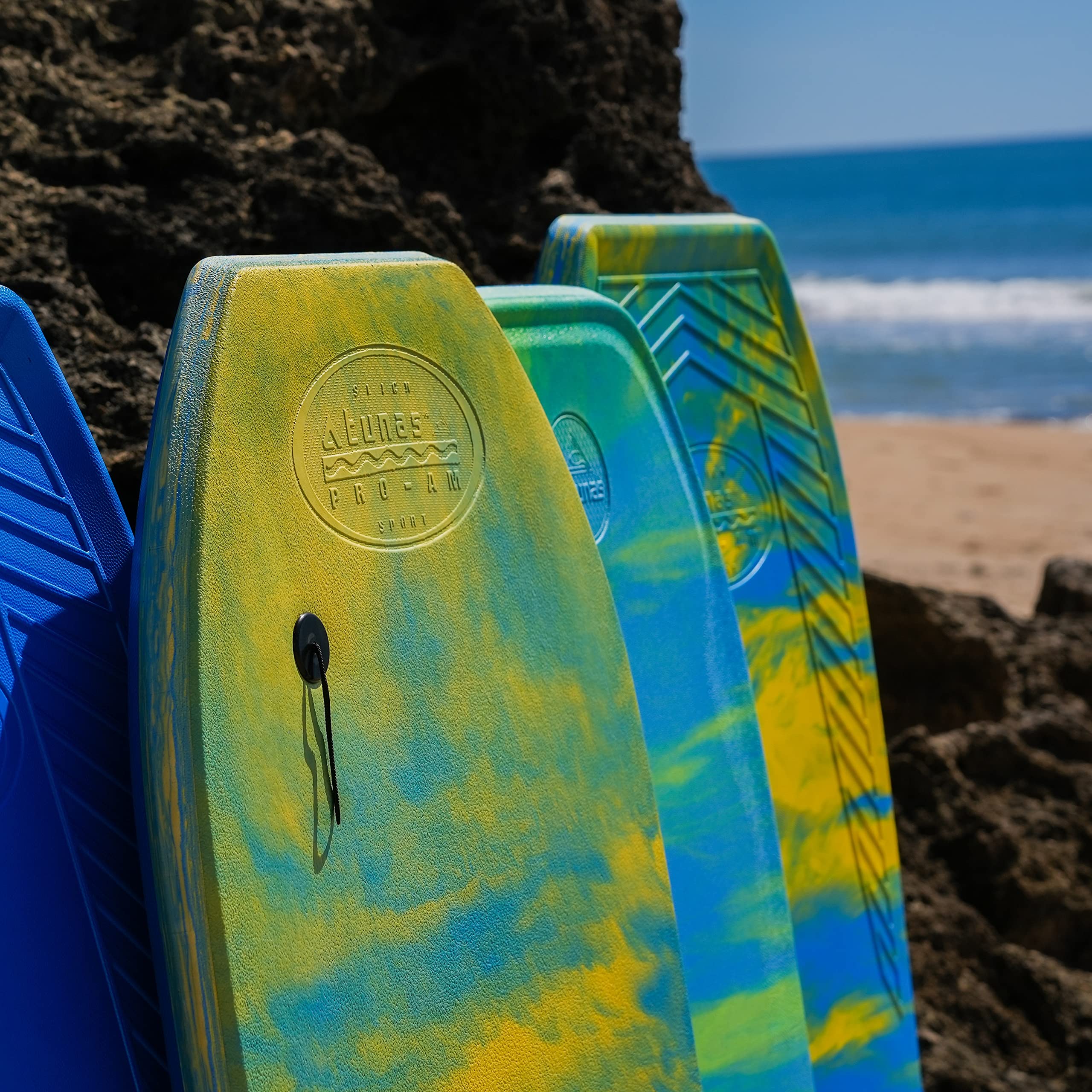 ATUNAS Body Boards, 33"-43" Bodyboard for Beach with Wrist Leash, Solid PE/EVA Closed-Cell Waterproof Foam, Surfing for Kids and Adults (Lime Soda, 42 inch)