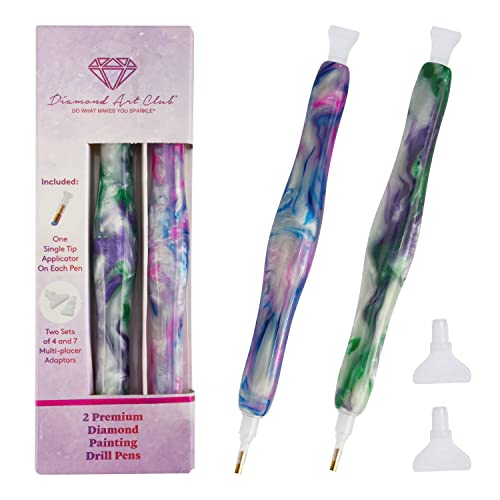 DIAMOND ART CLUB Premium Drill Pen, Comfortable Diamond Painting Pen, Diamond Art Accessories and Tools, 2 Pack, Carnival Delight and Royal Rhapsody Swirl