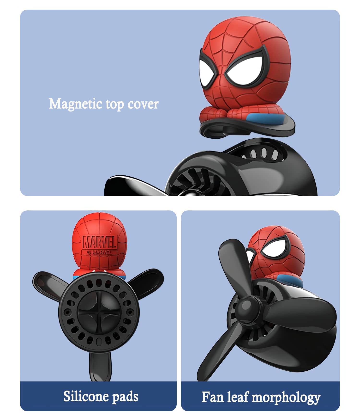 Car Air Fresheners, Cute Cartoon Hero Pilot Vent Clip Interior Accessories, Rotating Propeller Automotive Air Outlet Fan Creative Car Perfume Decoration