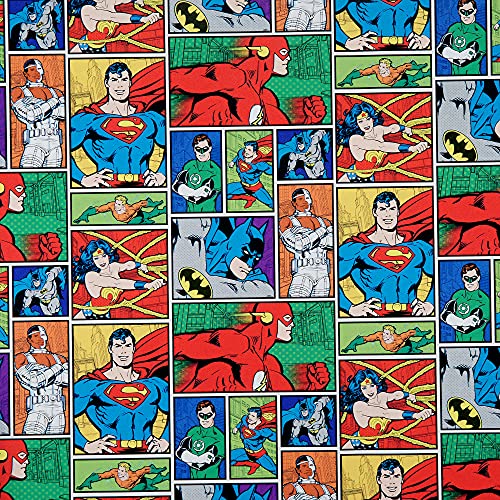 Hallmark Justice League Wrapping Paper Bundle with Cut Lines on Reverse (3 Rolls - 60 sq. ft. ttl) Wonder Woman, Batman, Superman, Flash, Green Lantern