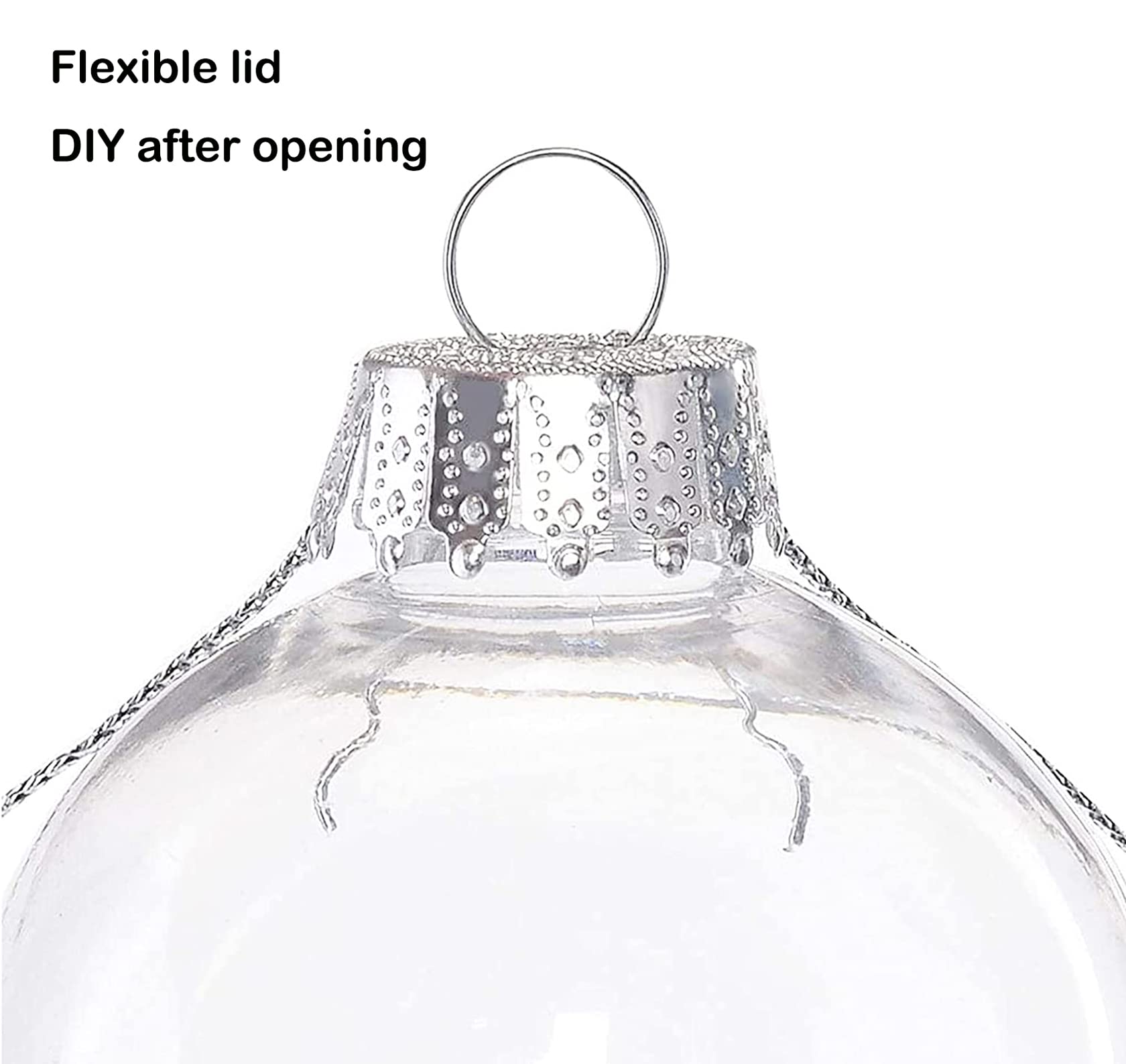 12Pcs Christmas Ornaments 3.15 Inch Clear Plastic Discs Flat Transparent Fillable Balls with Rope and Removable Metal Cap Christmas Hanging Ornaments for Craft DIY Christmas Tree Wreath Decor(80mm)