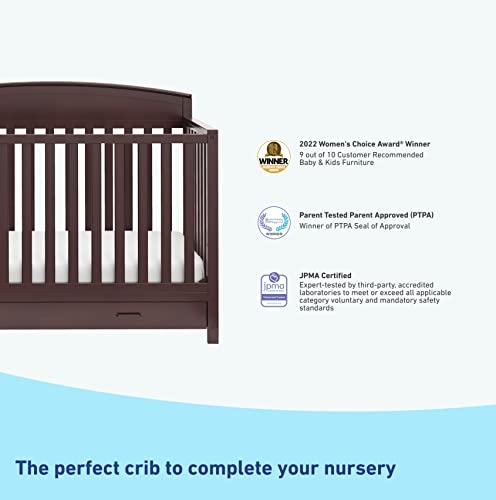 Graco Benton 5-in-1 Convertible Crib with Drawer (Espresso) - Converts from Baby Crib to Toddler Bed, Daybed and Full-Size Bed, Fits Standard Full-Size Crib Mattress, Adjustable Mattress Support Base