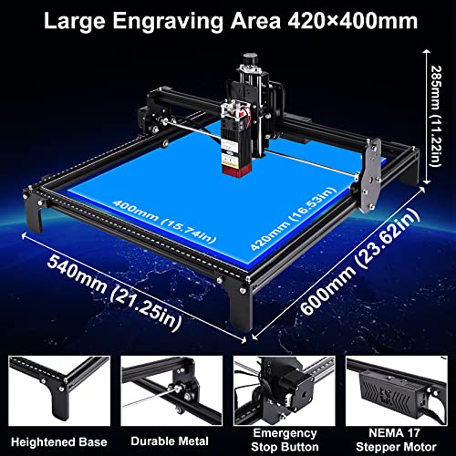 4240 Laser Engraver, 20W Laser Engraving Cutting Machine, Laser Machine 5W Output Power, Laser Cutter for Metal and Wood with 16.5βx15.75β Large Engraving Cutting Area (420x400mm)