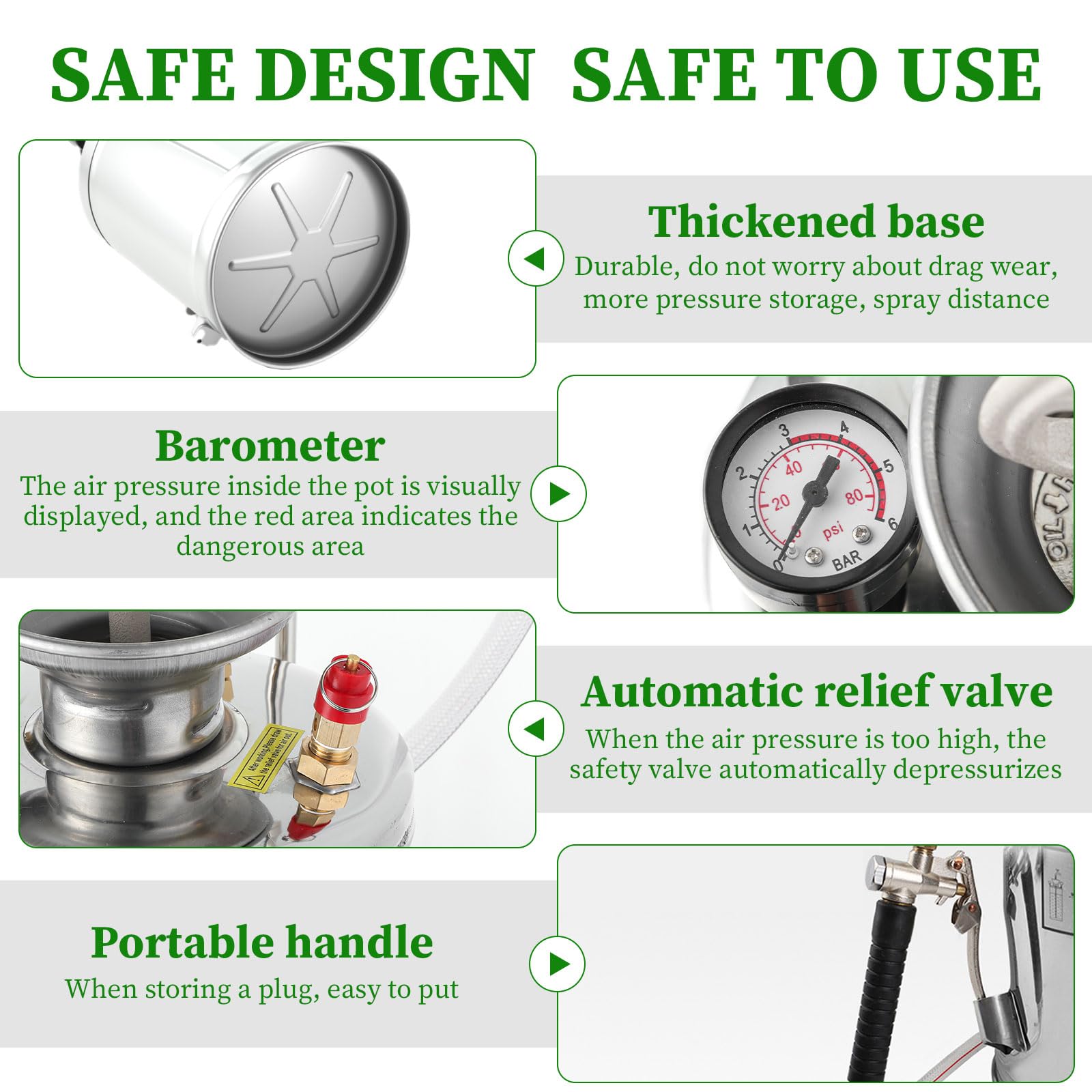 Kweetle 1.5Gal Stainless Steel Pump Up Sprayer Reinforced Hose, Hand Pump Sprayer with Pressure Gauge&Safety Valve, Adjustable Nozzle Suitable for Gardening (1.5 Gallon)