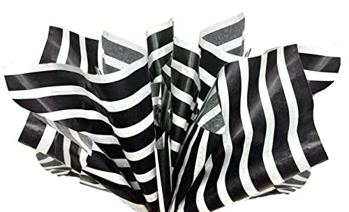Flexicore Packaging Black Striped Gift Wrap Tissue Paper Size: 20 Inch X 30 Inch | Count: 24 Sheets | Color: Black Striped