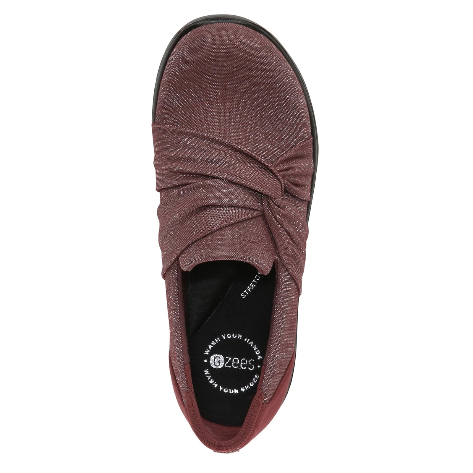 BZees Women's Glimmer Slip-Ons Loafer, Windsor Red Shimmer, 9 Wide