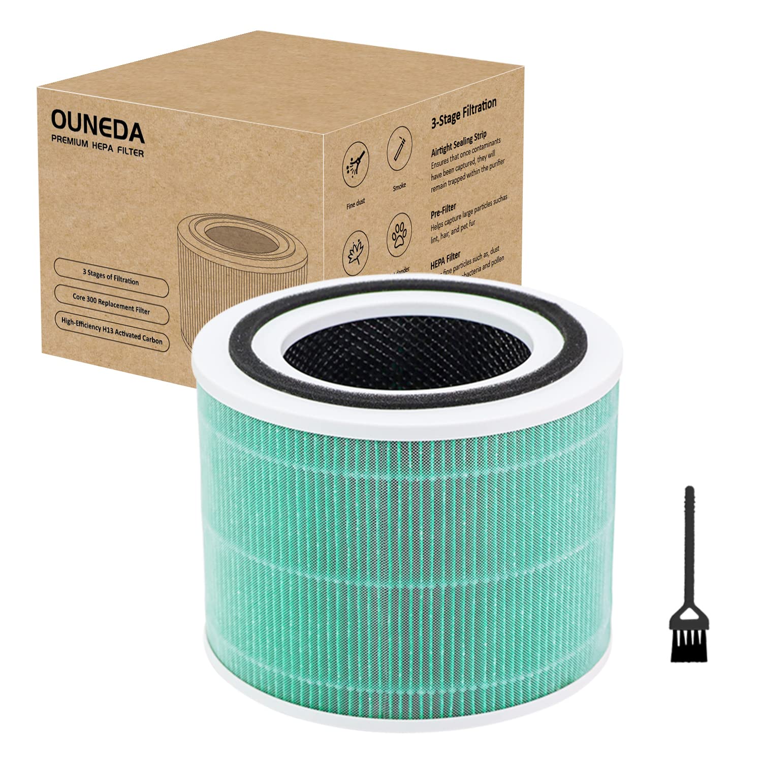 Core 300 Replacement Filter - OUNEDA core300 Filter Compare with levoit core 300 filter - part no.#Core 300-RF - Compatible with core 300 Air Purifier - 1 Pack, Green