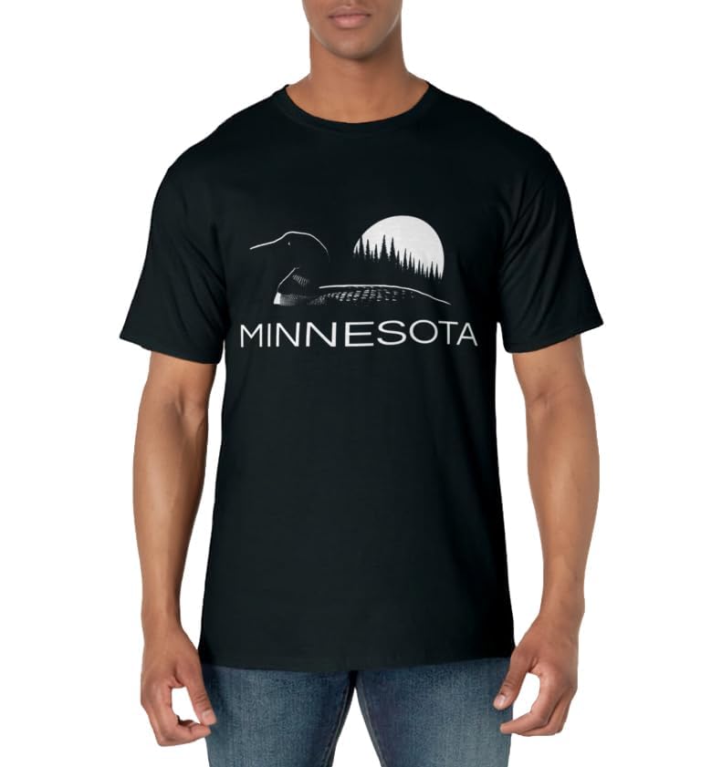 Minnesota - Loon and Trees in Moonlight T-Shirt