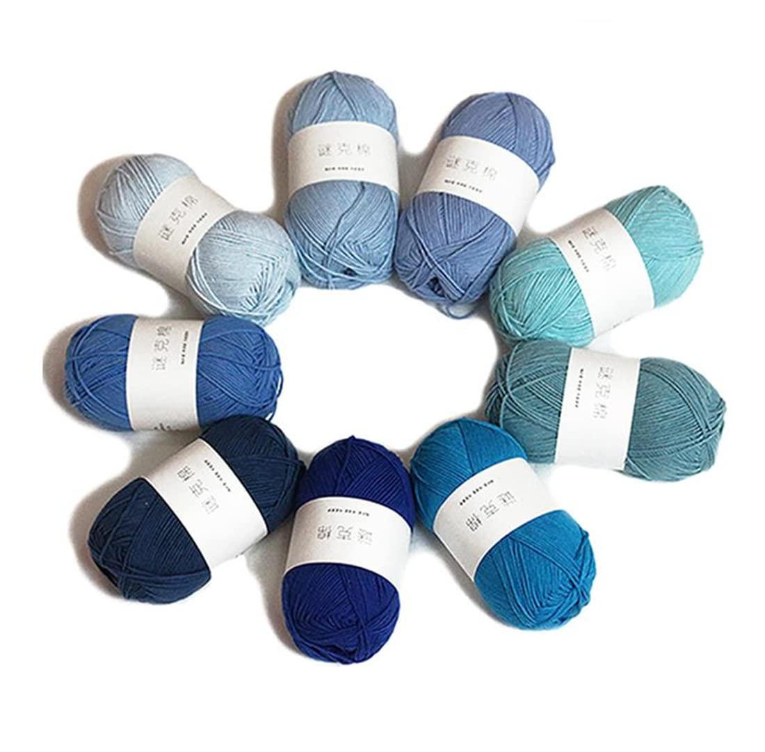 Acrylic & Cotton Blended Knitting and Crochet Yarn Soft Medium Yarn, Breathable and Skin Friendly for Baby Garments, Scarves, Hats, and Craft Projects 200g 27-Dark Blue