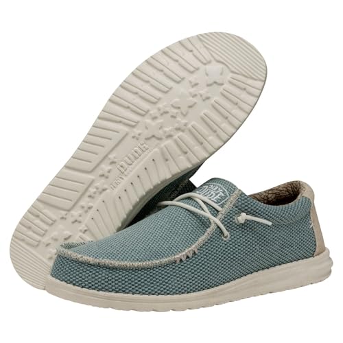Hey Dude Mens Shoes Braided Blue Aqua 2 Size 13 Women/11 Men - Slip On Shoes - Comfortable & Light-Weight, Wally
