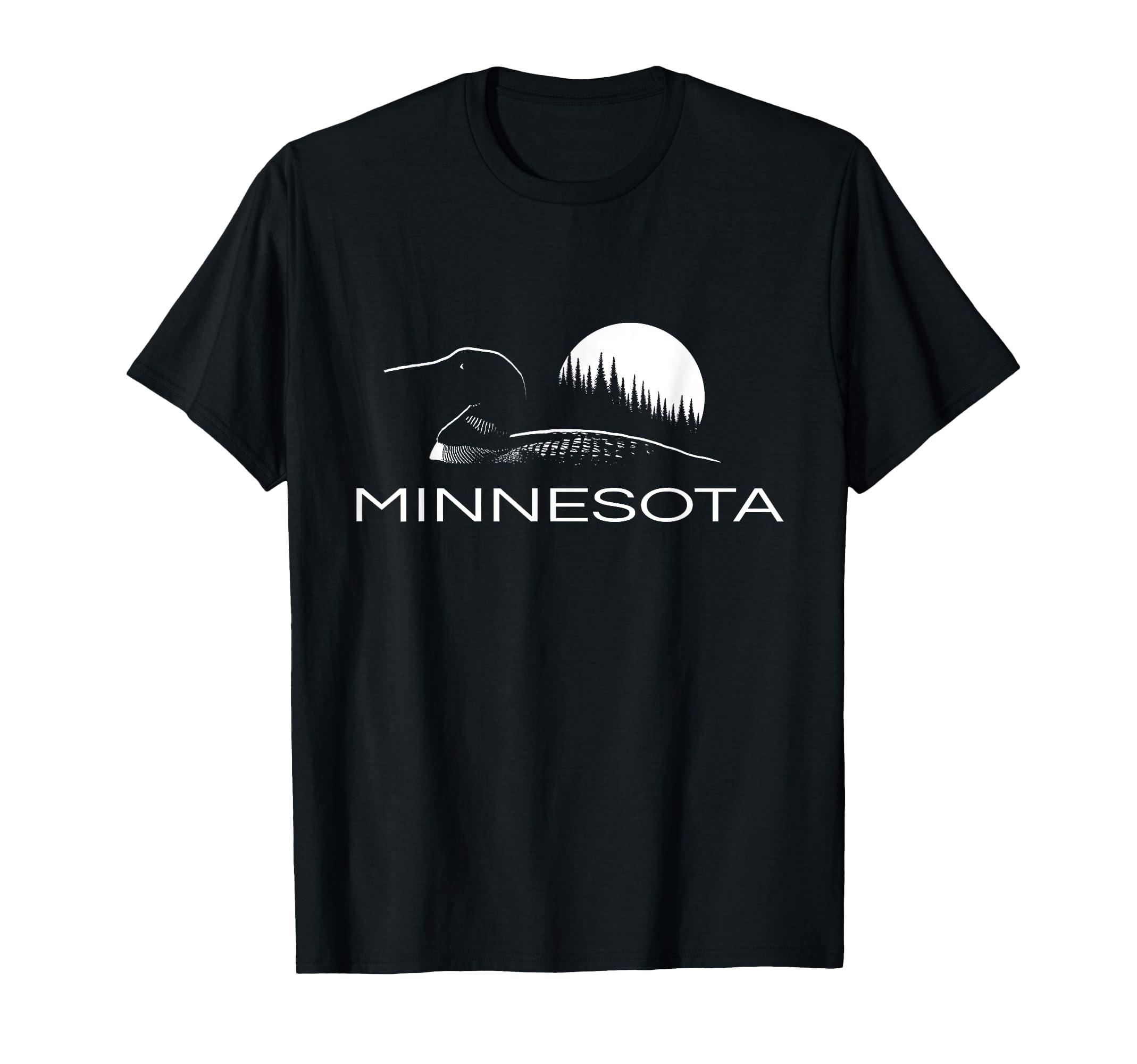Minnesota - Loon and Trees in Moonlight T-Shirt