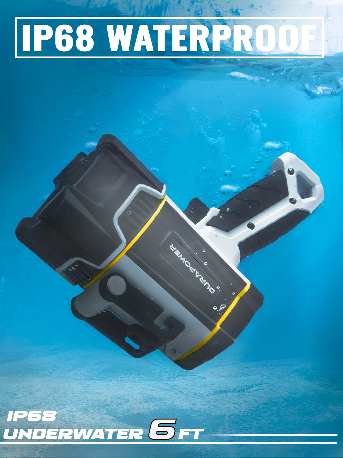 Durapower Rechargeable Spotlight, 300000 Lumens LED Handheld Spotlight, 10000mAh Long Lasting IP68 Waterproof Spotlight Flashlight Portable for Marine Boat Hunting