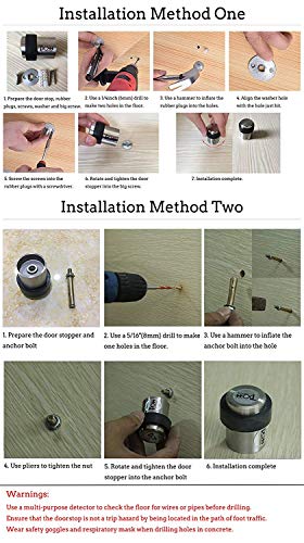 TPOHH Brushed Stainless Steel Cylindrical Floor Mount Door Stop, 1-3/4" Height