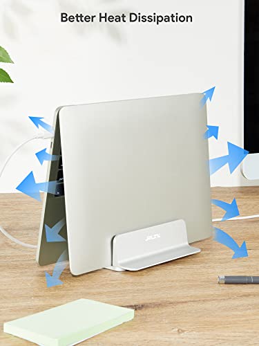 JARLINK Vertical Laptop Stand, Adjustable Laptop Holder Desktop Stand with Adjustable Dock Size (up to 17.3 inches) Compatible with All MacBook/Surface/Dell/Gaming Laptops (Silver)