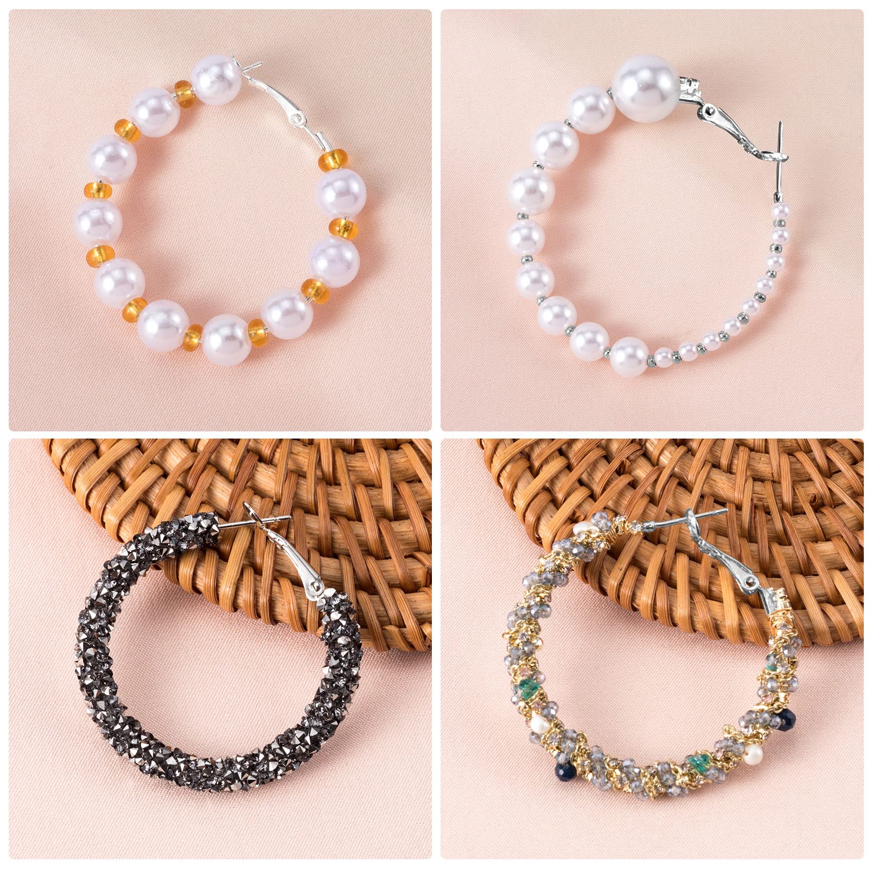 PAGOW 96Pcs Earring Hoops for Jewelry Making, Hypoallergenic Alloy Round Earrings Finding, Silver Open Beading DIY Earrings Craft Art Accessories