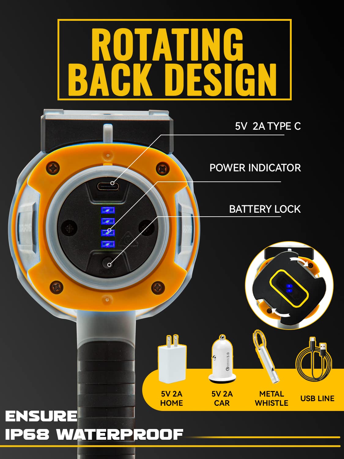 Durapower Rechargeable Spotlight, 300000 Lumens LED Handheld Spotlight, 10000mAh Long Lasting IP68 Waterproof Spotlight Flashlight Portable for Marine Boat Hunting