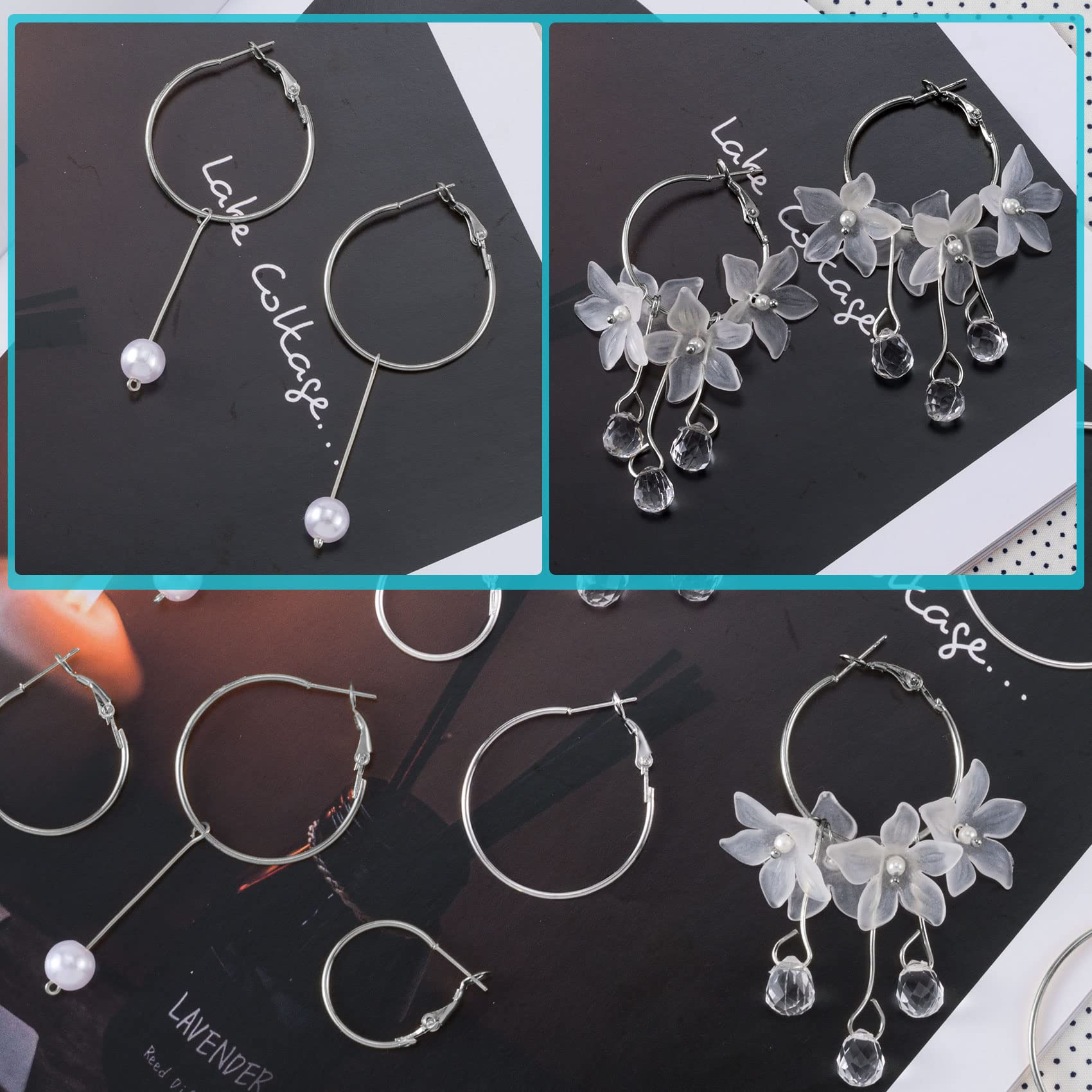 PAGOW 96Pcs Earring Hoops for Jewelry Making, Hypoallergenic Alloy Round Earrings Finding, Silver Open Beading DIY Earrings Craft Art Accessories