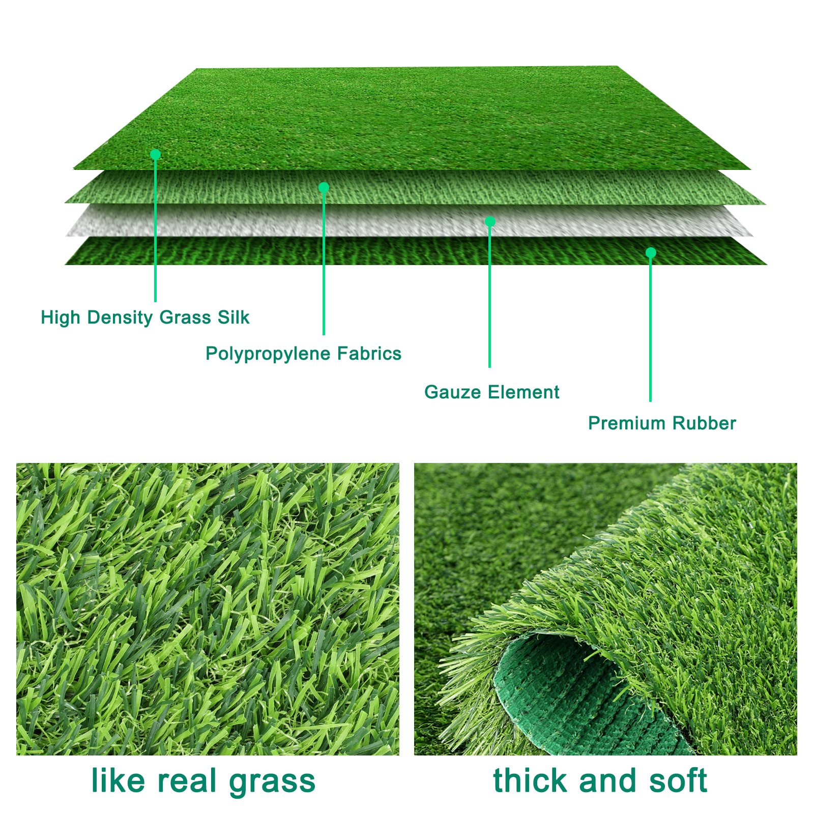 DenForste 6 Pack Chicken Nesting Box Pads - Washable Artificial Grass Nesting Pads - Chicken Nesting Pads for Chicken Coop and Pet Garden Lawn Indoor Outdoor 12"×12"×1"