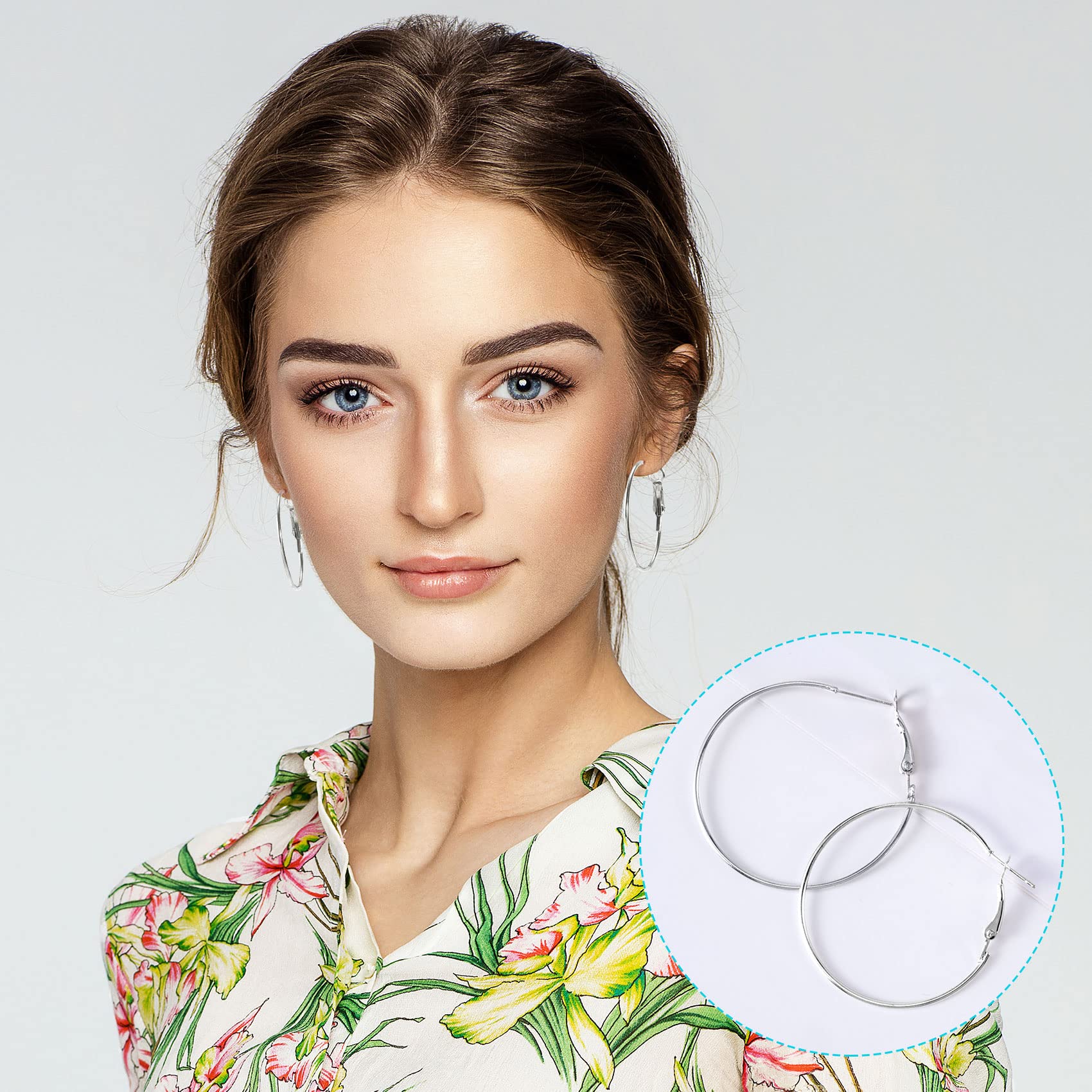 PAGOW 96Pcs Earring Hoops for Jewelry Making, Hypoallergenic Alloy Round Earrings Finding, Silver Open Beading DIY Earrings Craft Art Accessories