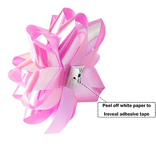 WRAPAHOLIC Holographic Gift Bow Assortment (24 Bows) Light Blue, Pink, Yellow, Orange, White for Birthday, Wedding, Christmas, Baby Shower, Bridal Showers