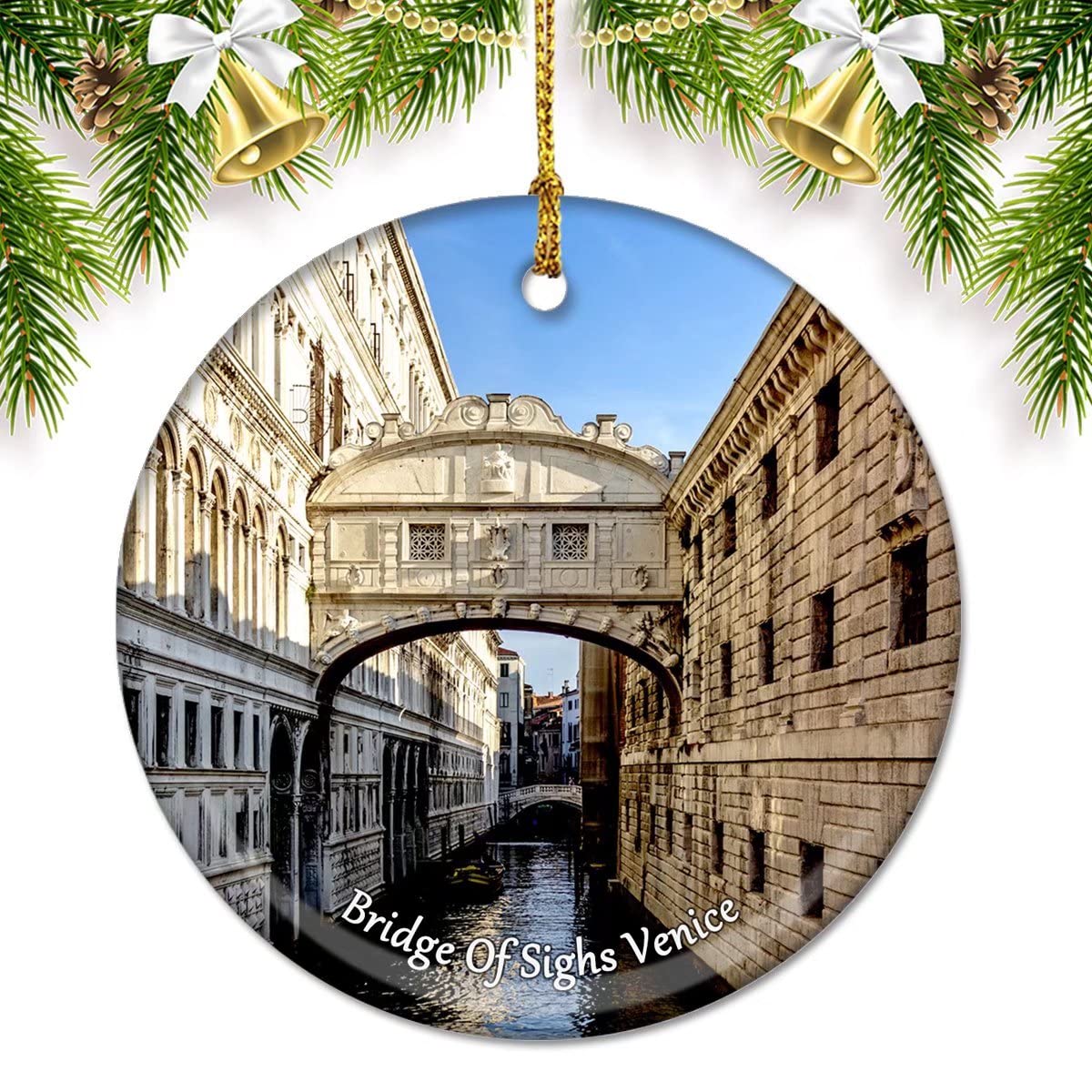 Italy Bridge of Sighs Venice Christmas Ornaments for Tree Ceramic Pendant Double Sided Ornament Decor Xmas Gifts Porcelain Travel Souvenirs