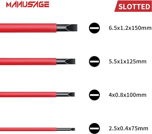Manusage 1000V Insulated Electrician Screwdriver Set, 8-Pieces CR-V Magnetic Phillips Slotted Screwdriver Compatible with Tesla model 3 model y Cybertruck Charging stations