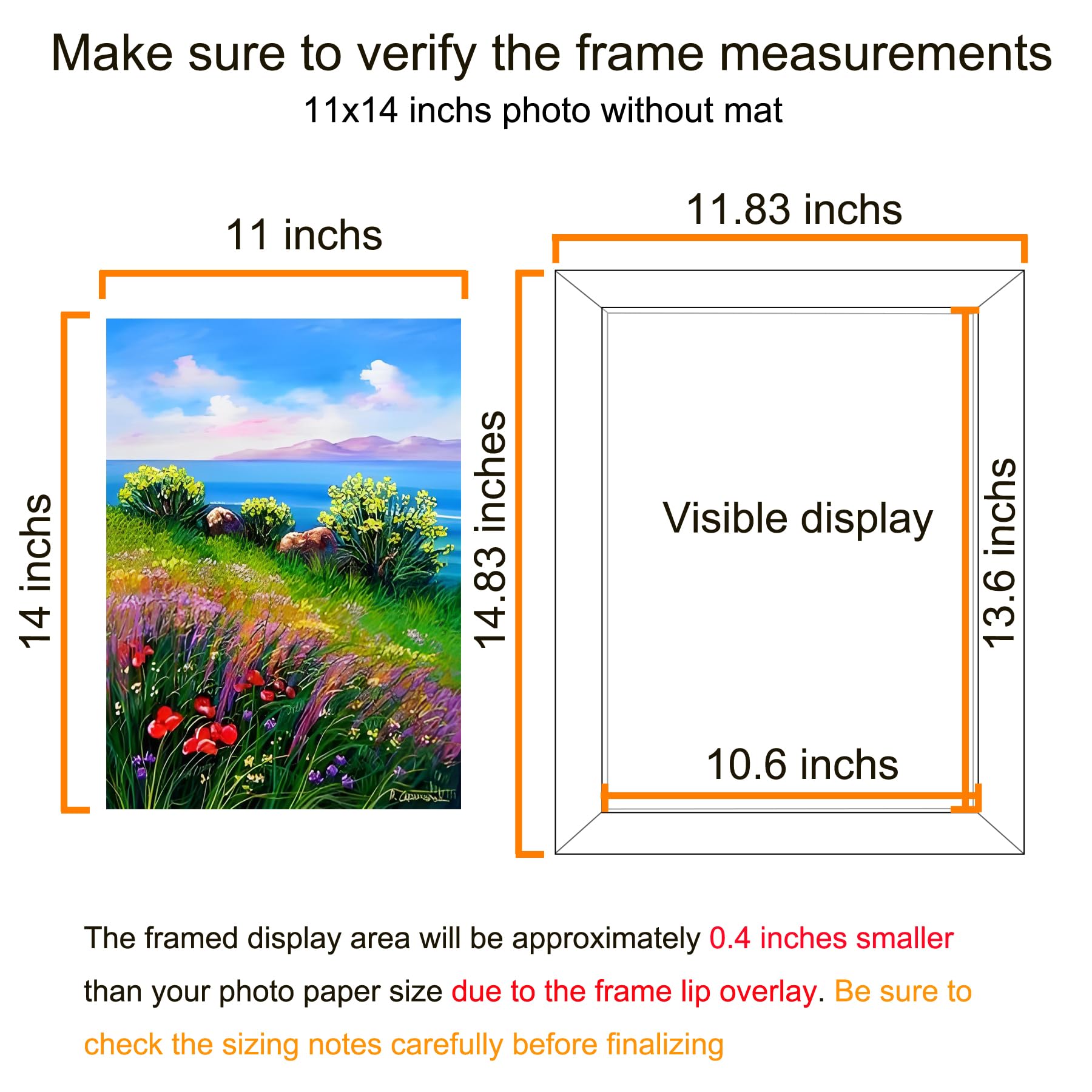 BESCRCL 11x14 Picture Frame Black Set of 6, Display Pictures 8x10 with Mat or 11x14 without Mat, Photo Frames for Wall Mounting