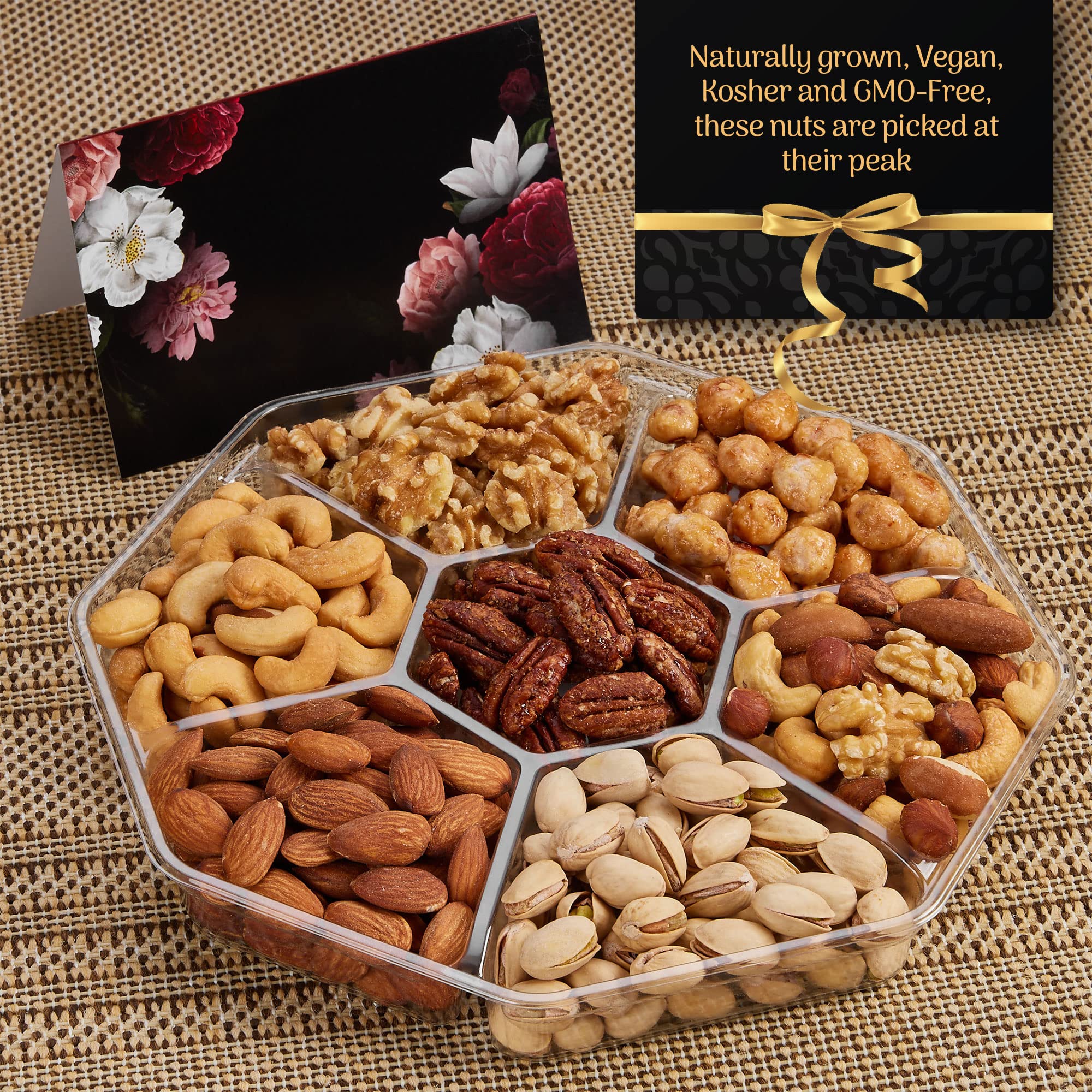 Assorted Nuts Gift Basket - Gourmet Food Mixed Nut Platter Fruit Nut Gift Box, Healthy Snack, Vegan & Kosher Gifts for Men & Women for Birthdays, Anniversaries, Sympathy, Get Well, Holidays, 22oz