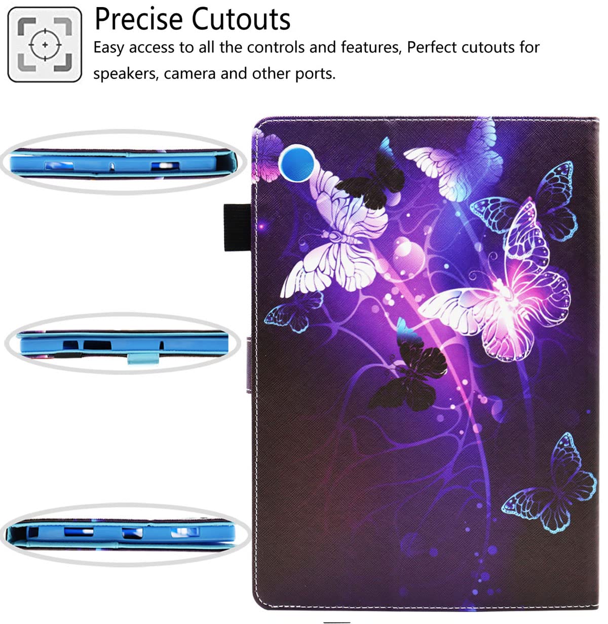 Nannxiebky Samsung Galaxy Tab A8 Case 10.5 Inch 2022, Multi-Viewing Angle Folio Stand Case with Auto Sleep Wake Feature for Galaxy A8 Tablet 2022 Model SM-X200/X205/X207, 02 Purple Butterfly