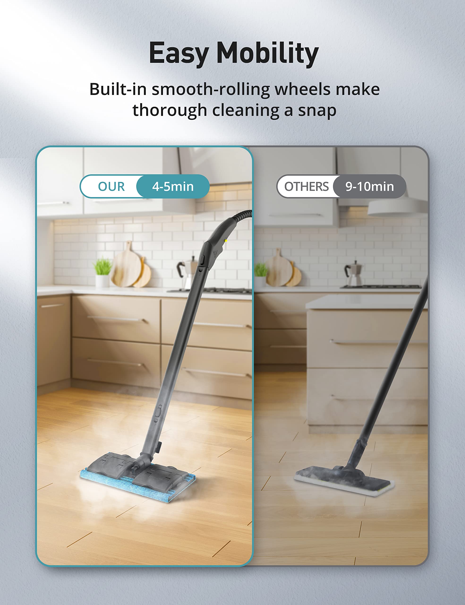 Aspiron Steamer with 21 Accessories, Portable Multipurpose Steam Cleaner for Car 5 Mins Heating with 1.5L Tank, Heavy Duty Steam Cleaner Carpet and Upholstery, Floors, Tiles, Car