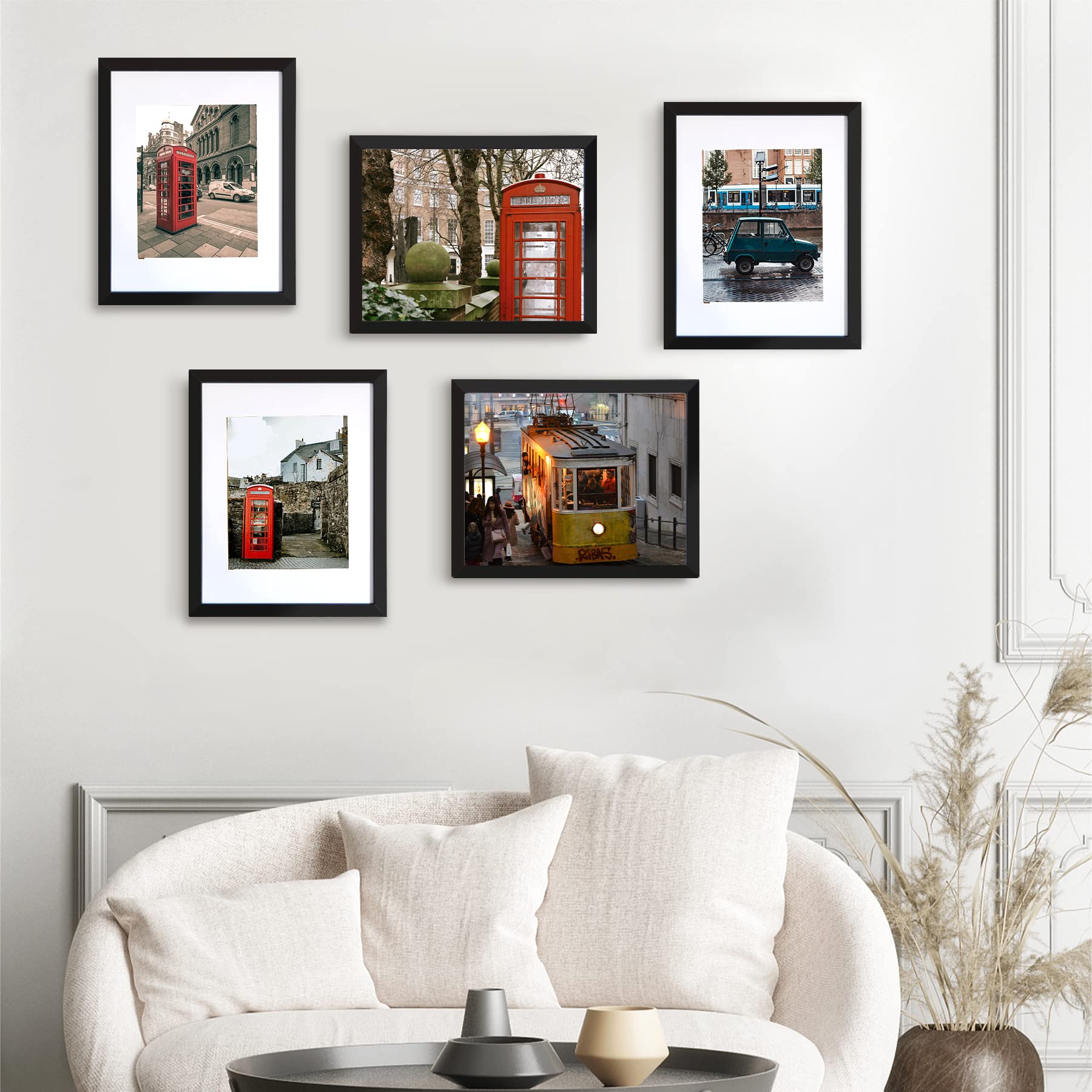 BESCRCL 11x14 Picture Frame Black Set of 6, Display Pictures 8x10 with Mat or 11x14 without Mat, Photo Frames for Wall Mounting