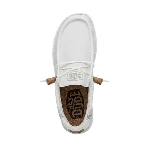 Hey Dude Men's Wally Break Stitch White Size 8| Men's Loafers | Men's Slip On Shoes | Comfortable & Light-Weight