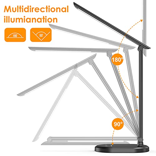Desk Lamp,Table Lamps LED Desk Lamp,Dimmable Office Lamp with USB Charging Port,3 Lighting Modes with 10 Brightness Levels,Touch Control,Memory function,Eye-Caring Desk Light for Study,Reading,Bedroom