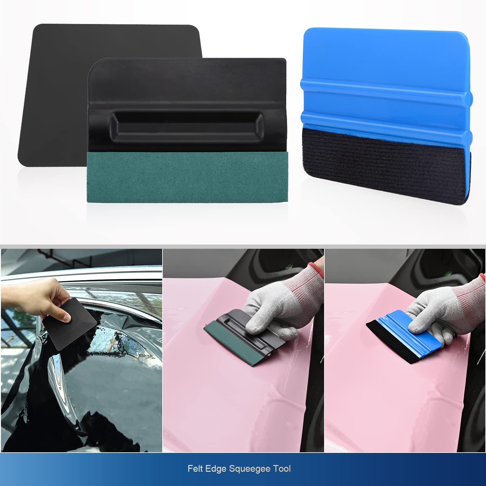 EHDIS Pro Vinyl Wraps Applicator Tool Window Tint Kit for Car Wrapping with Tool Pouch, Tinting Squeegee, Working Gloves,Wrap Stick,Plastic Scraper, Magnet Holder,Film Cutter
