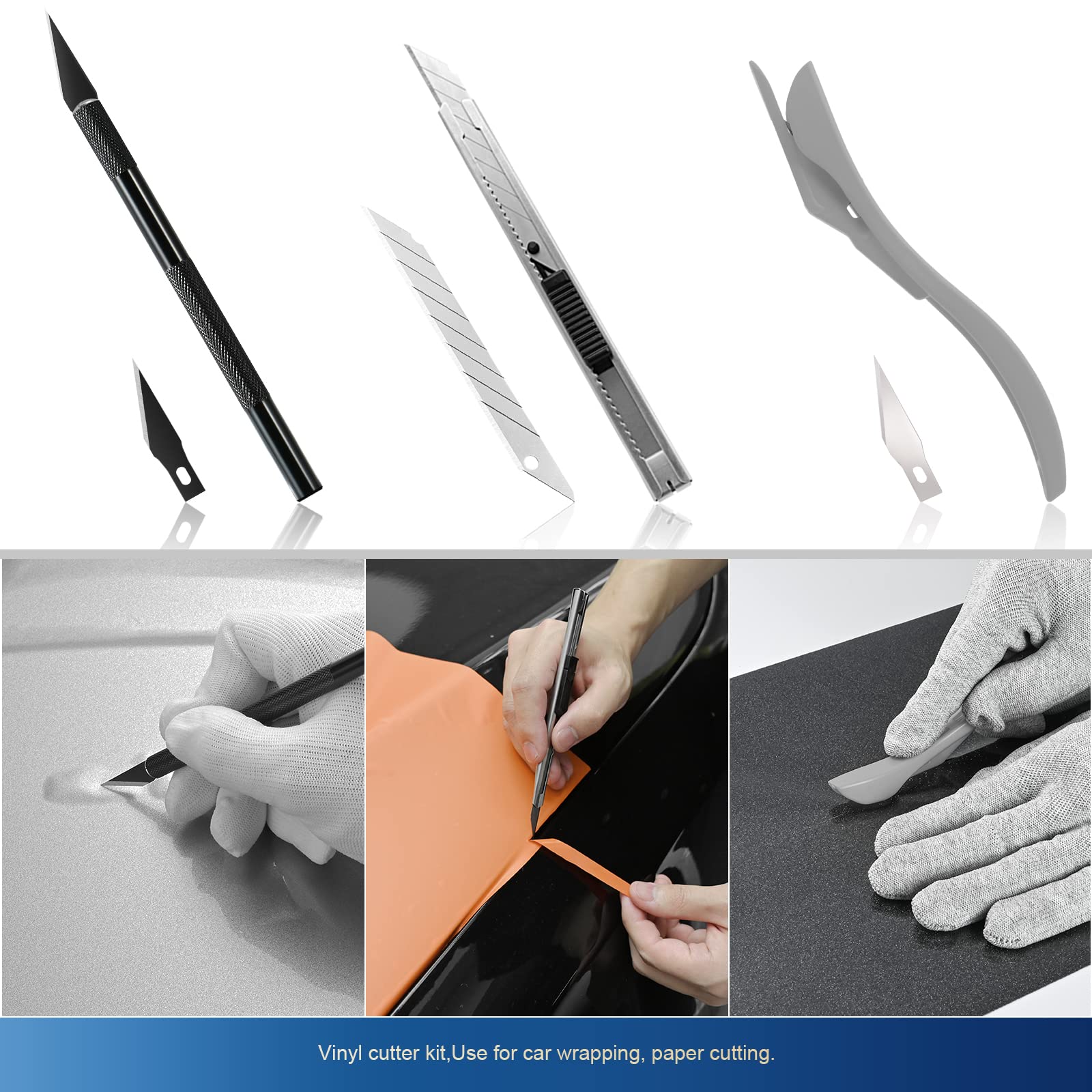 EHDIS Pro Vinyl Wraps Applicator Tool Window Tint Kit for Car Wrapping with Tool Pouch, Tinting Squeegee, Working Gloves,Wrap Stick,Plastic Scraper, Magnet Holder,Film Cutter