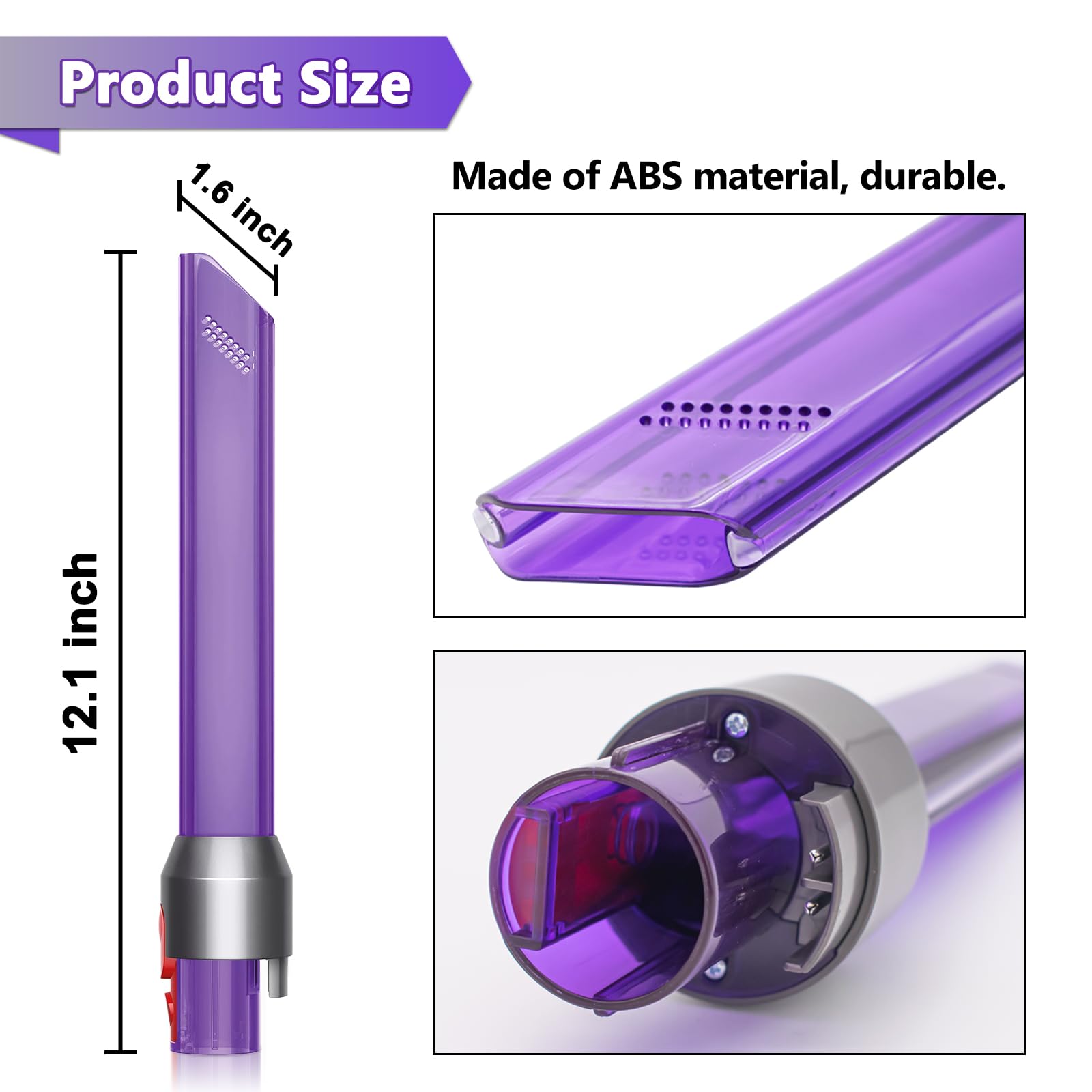ilovelife Crevice Tool Nozzle Brush with Led Lights Quick Release for Dyson V7 V8 V10 V11 V15 Cordless Vacuum Cleaner Parts